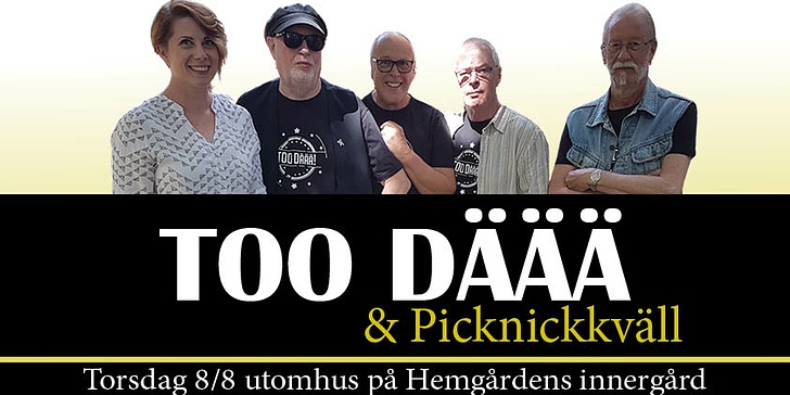 Biljetter till Picknickkväll med bandet Too Däää – Hemgården hos ...